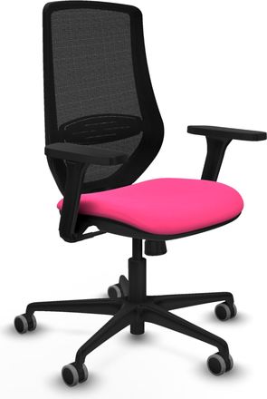 Piqueras y Crespo Mardos Lendenwirbelsessel mit 3D-Armlehnen, ausgestattet mit 4 Positionen und injiziertem Schaumstoff, mit Rollen von 65 mm, Parkett, Schwarz/Rosa