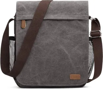 S-Zone Homme Sac à Bandoulière 12,9 Pouces pour Ordinateur Portable - Messager en Toile Vintage, Porte-Documents de Bureau et de Travail