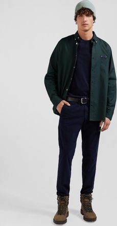 Eden Park Pantalon Chino Uni En Coton Stretch Bleu Marine Coupe Slim