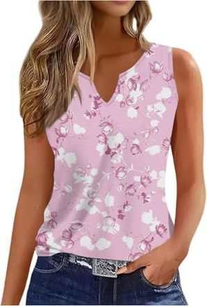 Generic Debardeur Femme Chic et &eacute;l&eacute;gant Chemisier sans Manche R&eacute;tro D&eacute;bardeur Blanc Top Col V Ete Haut Sexy Chic et Elegant Fluide Ample Caraco Vetement Femme