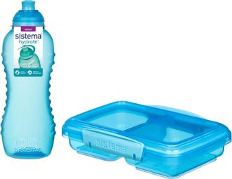 Sistema Lunchbox 350ml Small Split - Blue + Trinkflasche 460ml Twist N Sip Ocean Blue | BPA-frei Set