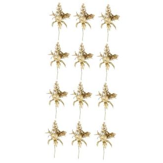 Garneck 12 Pi&egrave;ces Boutures de Fleurs de No&euml;l Branches de Sapin de no&euml;l Choix de branchage Noel Bricolage de Noel Decoration Table Pics de Couronne de Pics de 