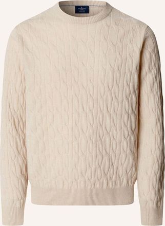 Hackett Pullover Lambswool Cable Crew beige