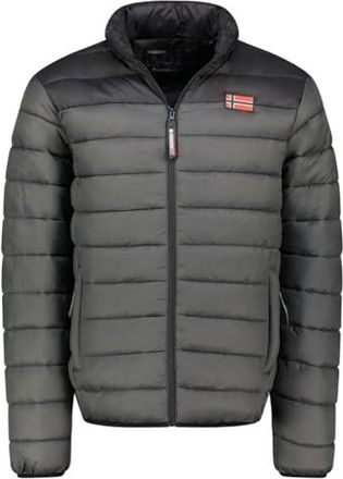 Geographical Norway Amigoclerc Men Basic Gris Fonce L - Doudoune Chaude Matelassee Homme Automne Hiver - Veste Manteau Chaud - Blouson Coupe Vent Manches Longues Rembourr