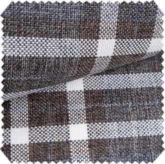 Novely LONDON - Polsterstoff im British Style - Karierter Möbelstoff - Pflegeleichte Meterware 1lfm | Farbe: 04 Graphit Braun