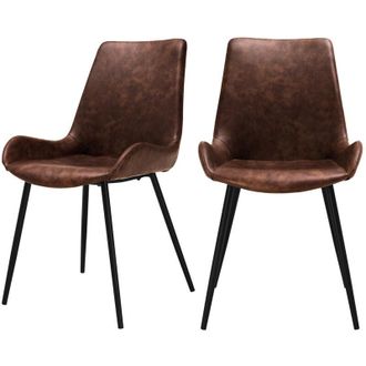 Rendez-Vous Déco Rendez-vous Déco - Lot de 2 chaises en cuir synthétique marron - austin