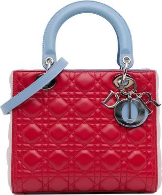 Dior Hobo Bags - Medium Tricolor Lambskin Cannage Lady Dior - Gr. unisize - in Rot - f&uuml;r Damen