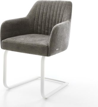 DELIFE Freischwinger Greg-Flex Bouclé Soft Schlamm Freischwinger flach Weiß Taschenfederkern, Esszimmerstühle