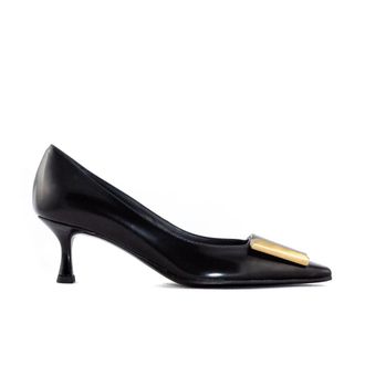Roberto Festa Milano Schwarze Leder Mila Pumps mit Schnalle - - Shoes - Damen - Schwarzk - 38 EU