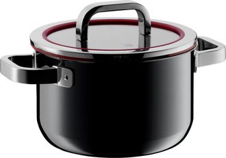 WMF Fusiontec Functional Kochtopf groß 20cm, Fleischtopf Induktion 3,7l, Glasdeckel mit Abgießfunktion, High-Tech Keramik, kratzfest, schwarz