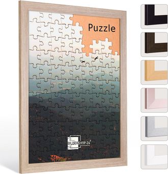 Bildershop-24 Puzzlerahmen London f&uuml;r Puzzle ca. 3000 Teile 84,5x118,4cm 118,4x84,5cm Sonoma Eiche (Dekor) mit Acrylglas