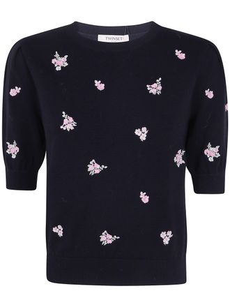 Twin-Set Sweater Short Sleeves Round Neck 262Tp3460 00006 Black