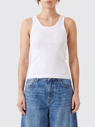 Ganni D&eacute;bardeur coupe slim en coton biologique avec logo brod&eacute; sur la poitrine