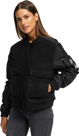 Navahoo Damen Bomberjacke leichte Übergangsjacke mit Ärmelraffung Willstehaben 14 Black Gr. XXL