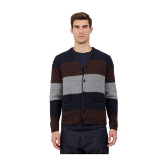 Irish Crone Cardigan tricolore in lana vergine - - Knitwear - Herren - Mehrfarbig - M