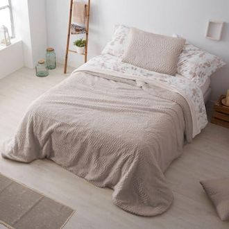 Burrito Blanco Burrito Blanco Winter-Tagesdecke mit Lammfell | Bett von 90 cm (+ verf&uuml;gbare Gr&ouml;&szlig;en) | Design 439 | Farbe Beige (180 x 260 cm)