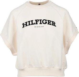 Tommy Hilfiger Femme, Sweatshirts et sweats &agrave; capuche, Blanc, Taille: 44 FR Cropped SweaT-shirt