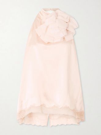 Magda Butrym Haut Dos Nu En Satin De Soie &Agrave; Finitions En Dentelle Et &Agrave; Ornement - Orange