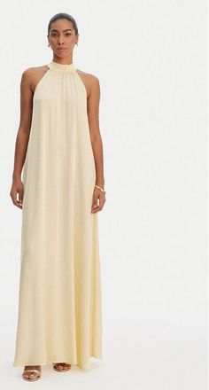 Fracomina Sommerkleid FR26SD3016W41301 Gelb Relaxed Fit