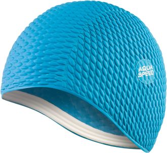 Aqua Speed Badekappe für Lange Haare | Schwimmkappe Damen | Bademütze wasserdicht | Blaue Badehaube Frauen | Schwimmmütze | Long Hair Swim Cap | Swimming | Latex