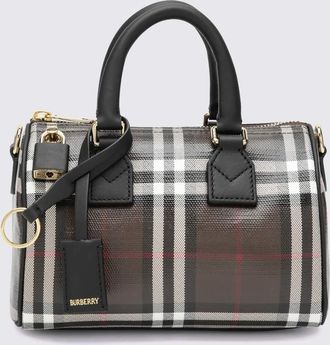 Burberry Mini sac bowling en coton check avec double anse en cuir