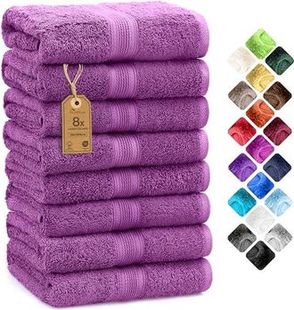 NatureMark 8 Handt&uuml;cher Set - 100% Baumwolle - Saugf&auml;hige und langlebige Handt&uuml;cher, Gr&ouml;&szlig;e 50&times;100 cm, Lila