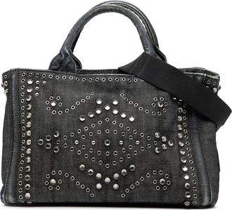 Prada Hobo Bags - Small Denim Canapa Bijoux and Grommet Satchel - Gr. unisize - in Blau - f&uuml;r Damen