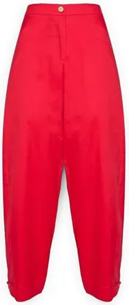 Elena Miro Femme, Pantalons, Rouge, Taille: 54 FR Pantalon Barrel avec Brides Bas de Jambe
