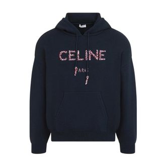 Celine Kapuzenpullover aus gerippter Baumwolle - - Sweatshirts & Hoodies - Herren - Blau - L