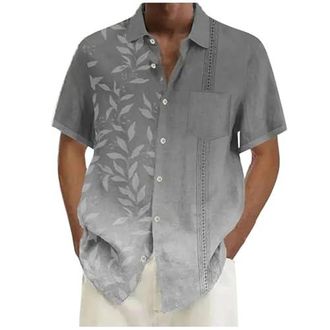 Generic Chemise d&eacute;t&eacute; pour homme, chemise de plage imprim&eacute;e tendance, chemise boutonn&eacute;e, coupe ample, manches courtes, col &agrave; revers, chemisier d&eacute;contract&eacute;, dou