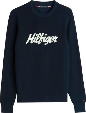 Tommy Hilfiger Homme, Pulls, Bleu, Taille: XL Seasonal Graphic Cotton C-Neck