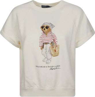 Polo Ralph Lauren Femme, Sweatshirts et sweats &agrave; capuche, Blanc, Taille: 40 FR Bear Short Sleeve SweaT-shirt