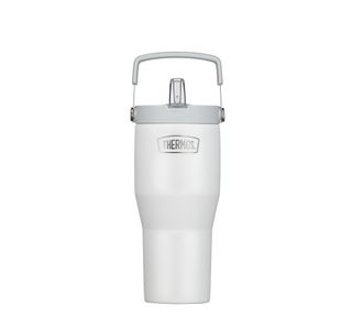 Thermos REFRESHING SERIES Isolier-Trinkbecher 0,85l, wei&szlig; matt, Tumbler mit Flip-Strohhalm und Griff f&uuml;r unterwegs, Arbeit oder zu Hause, geschmacksneutraler 