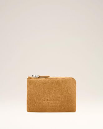 Ami Porte Monnaie Zipp&eacute; Carrousel Jaune en Cuir De Vache Miel - TU - Unisex