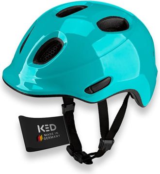 KED Cycling Meggy Spark Kinderfahrradhelm, Inmold, 360&deg; Verstellsystem, Reflektoren, Insektenschutznetz, Leicht, Verstellbar, Made In Germany, Farbe: Teal, Gr&ouml;&szlig;e: