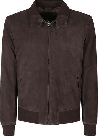 STEWART Lederjacke mit Rippstrickb&uuml;ndchen - - Jackets - Herren - Braun - M