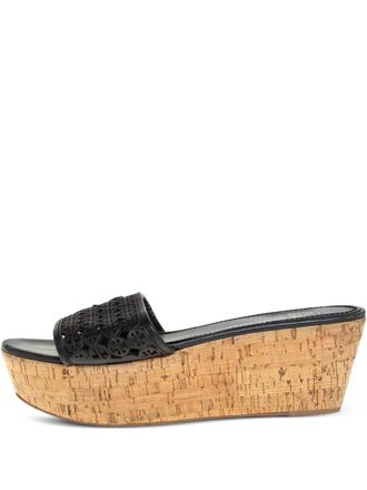 Tory Burch Pre-owned Plateau-Sandalen mit Laser-Cuts 70mm - Schwarz