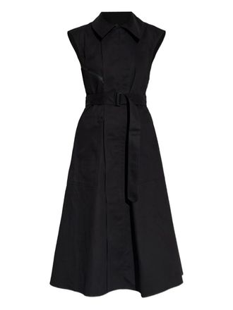 Yohji Yamamoto robe mi-longue à taille ceinturée - Noir