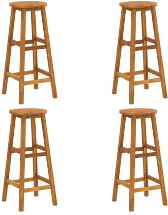 vidaXL Vidaxl - Lot de 4 tabourets de bar en bois dacacia massif - Hauteur 76 cm - Finition &agrave; lhuile - Confort avec repose-pieds
