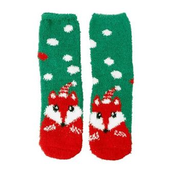 Generic Chaussettes de No&euml;l chaudes en velours corail demi-face, vert clair, Taille unique