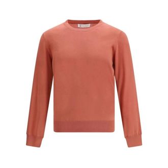 Brunello Cucinelli Homme, Pulls, Orange, Taille: 2XL Cotton Crewneck SweaT-shirt