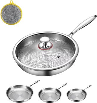 Generic Titan-Hammerpfanne Pro mit Deckel, Antihaft-Nutri-Pfannen aus Titan, kratzfest, extrem langlebig, kratzfest, gleichmäßige Erwärmung, zum Kochen, schne