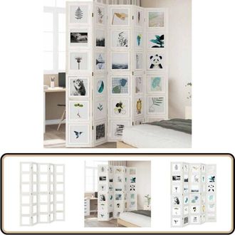 vidaXL 5-tlg. Raumteiler Weiß Massivholz Paulownia - Raumteiler - Holzparavent - Paulowniaholz - Dekorationsmöbel - Fensterabdeckung