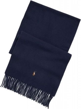 Ralph Lauren unisex, Accessoires, Bleu, Taille: ONE Size Fringe Virgin Wool Scarf