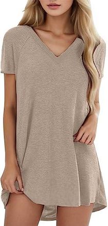 Generic T-shirts surdimensionn&eacute;s pour femmes T-shirt large pour femme avec col en V manches courtes motif imprim&eacute; t-shirt &agrave; manches longues chemisier pour plu