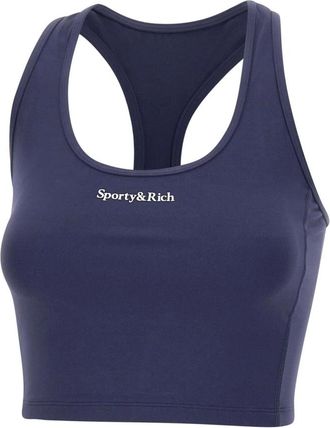 Sporty & Rich Femme, Tops, Bleu, Taille: 40 FR D&eacute;bardeur &agrave; logo