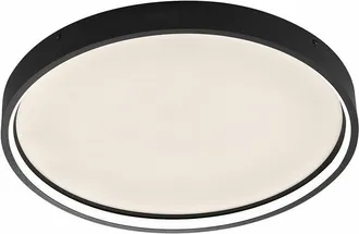 Wofi Leuchten Deckenleuchte Deckenlampe Schlafzimmerleuchte, 3 Stufen Dimmer, schwarzer Rahmen, Metall, rund, 1x LED 27,5 W 2400 lm 3000 K warmwei&szlig;, DxH 45x4,5 cm