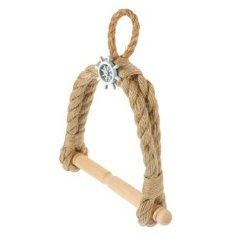 Garneck Mediterraner Papierrollenhalter aus Holz und Rattan Handgefertigter Wandmontierter Toilettenpapierhalter ohne Bohren Rustikale Badezimmerdeko Platzspa