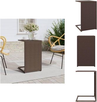 vidaXL C-Tisch Braun 40x35x60 cm Poly Rattan - Couchtisch - Wohnzimmertisch - Beistelltisch - C-Tisch - Outdoor M&ouml;bel
