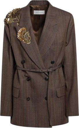 Dries Van Noten Veste crois&eacute;e brod&eacute;e - Femme - Vestes - Brun - Taille: 36 FR